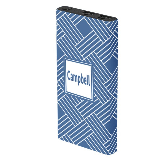 Monogram Blue Tie Dye Power Bank - Classy Chargers