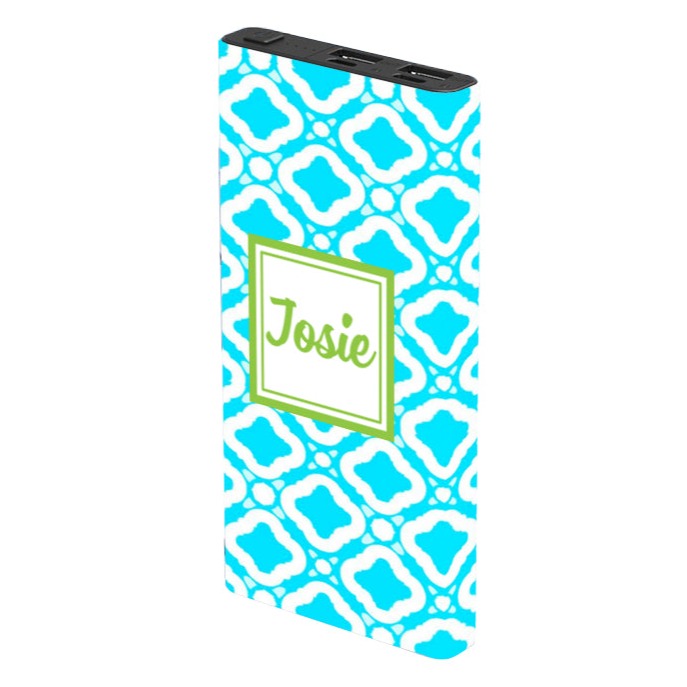 Monogram Blue Tie Dye Power Bank - Classy Chargers