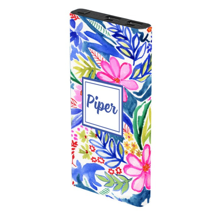 Monogram Blue Tie Dye Power Bank - Classy Chargers
