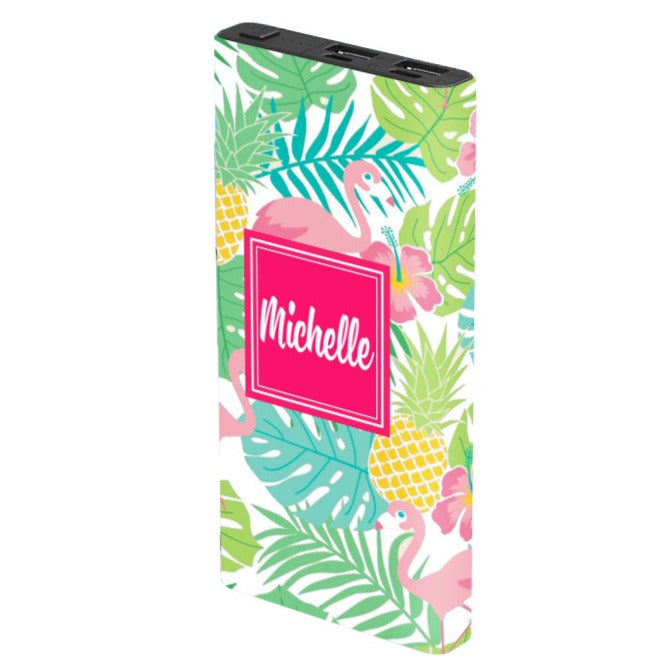 Monogram Blue Tie Dye Power Bank - Classy Chargers