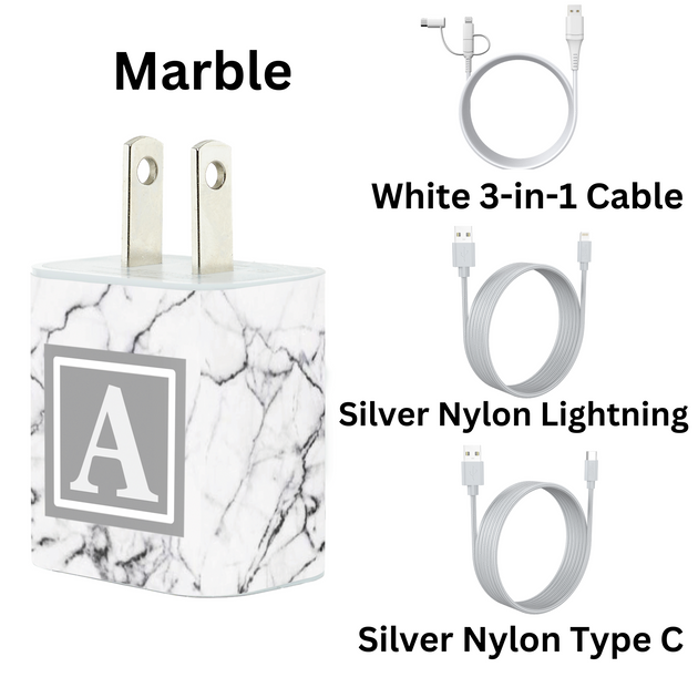 Marble Phone Charger Letter Set - Classy Chargers