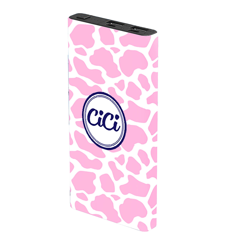 Monogram Blue Tie Dye Power Bank - Classy Chargers