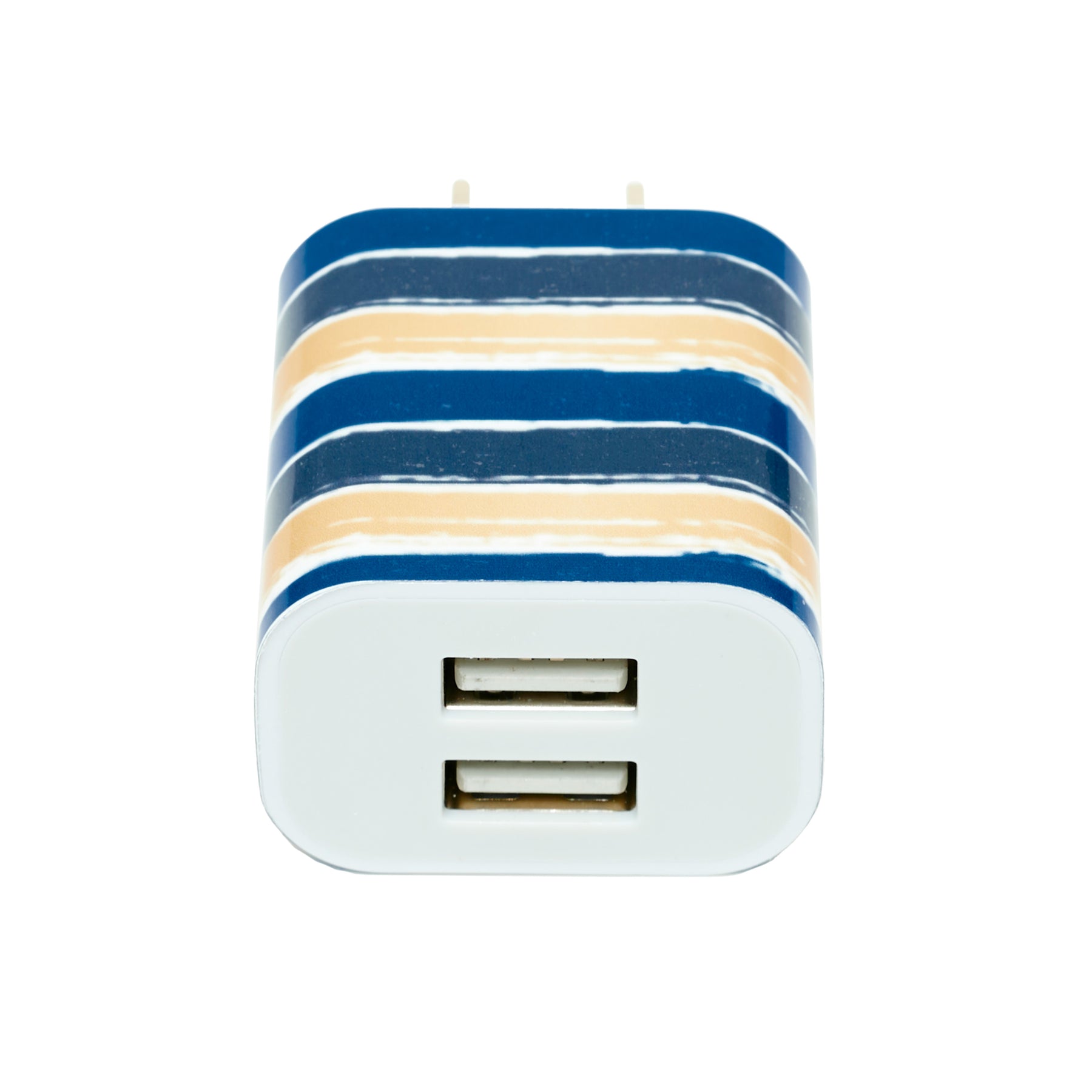 Navy Tan Stripe Phone Charger - Classy Chargers