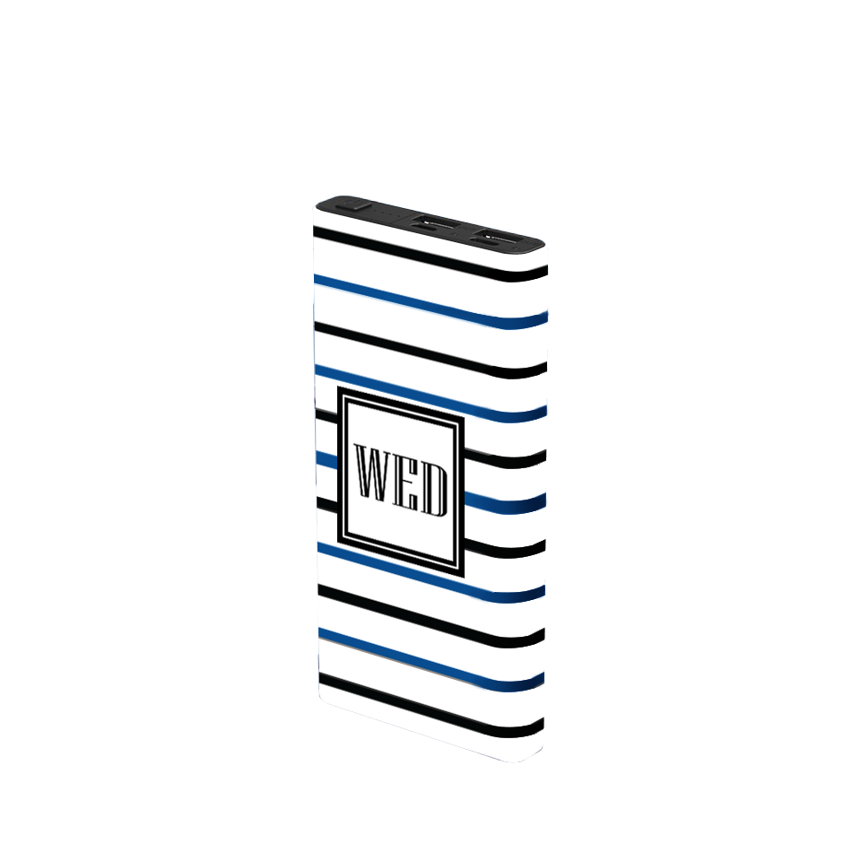 Monogram Pinstripe Tech Kit - Classy Chargers