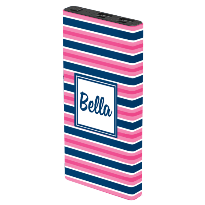 Monogram Blue Tie Dye Power Bank - Classy Chargers