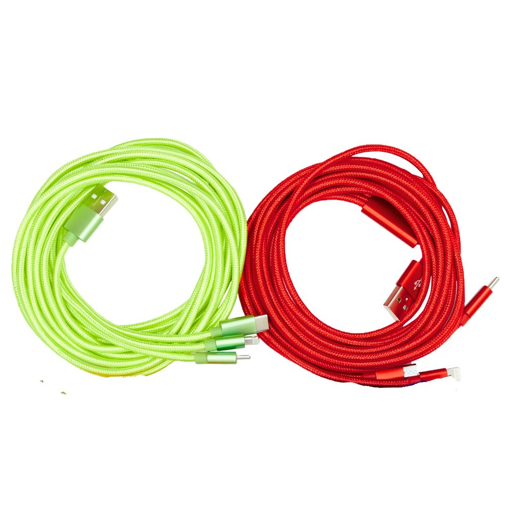 Shop 10 FT Red 3-in-1 USB Cable Online| Classy Chargers