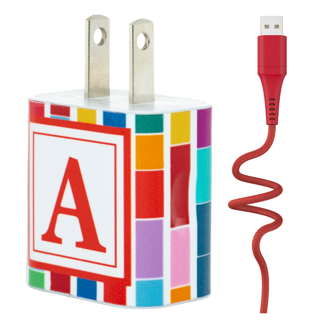 Stacked Bricks Phone Charger Letter Set- Classy Chargers