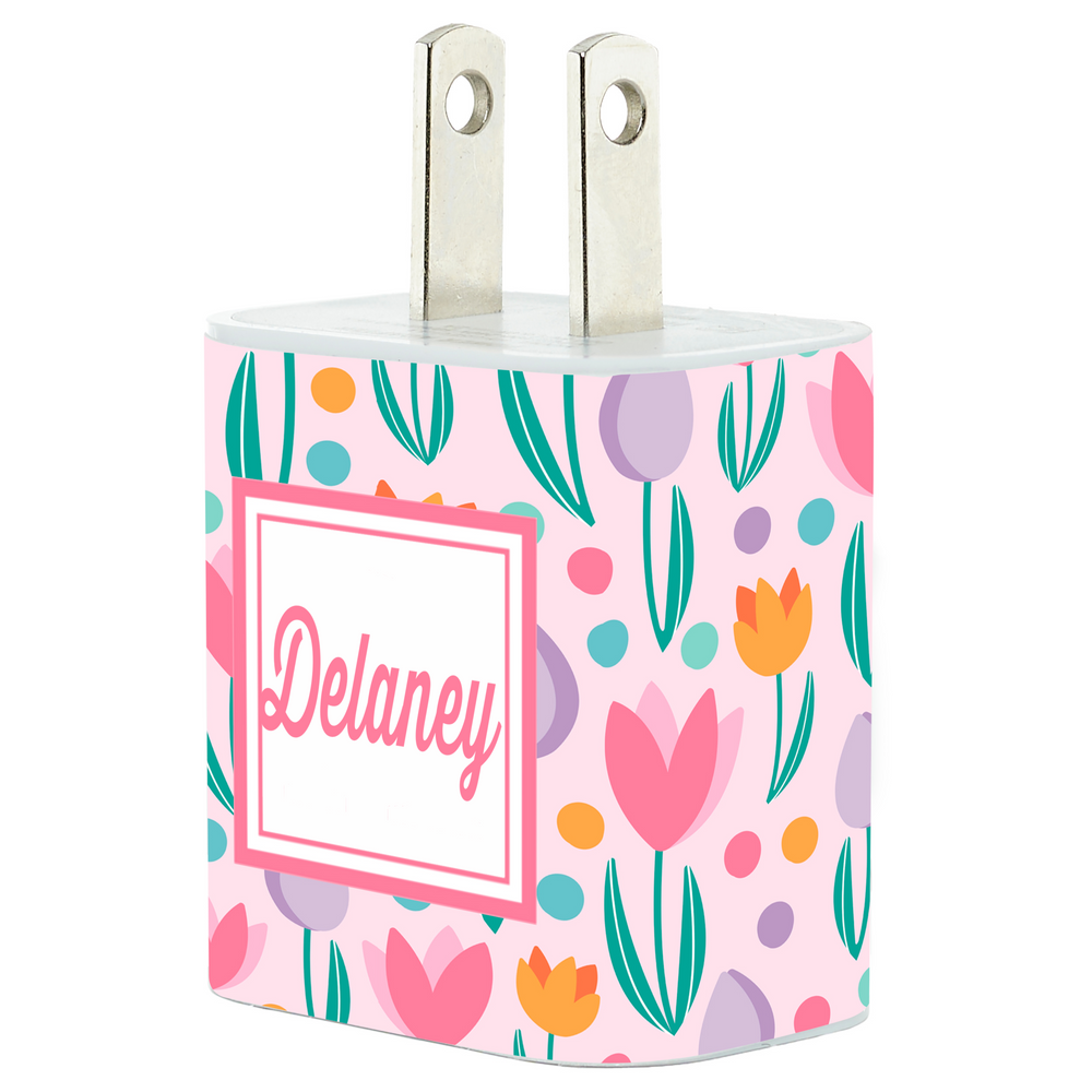 Monogram Basket Weave Phone Charger - Classy Chargers