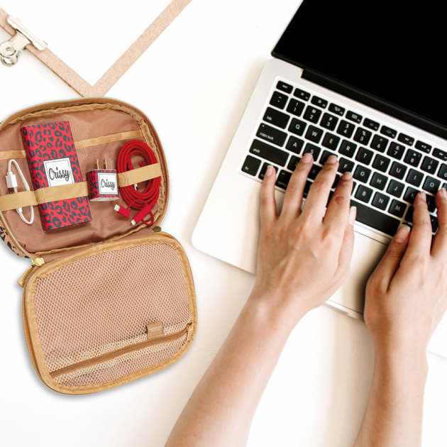 Travel Tech Bag Heather Gray - Classy Chargers