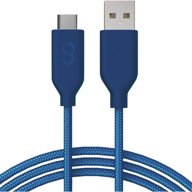 Type C Cable, Navy Blue Nylon 6 FT - Classy Chargers
