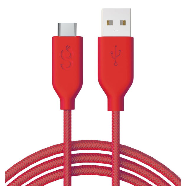 Type C Cable Red Nylon, 6 FT - Classy Chargers