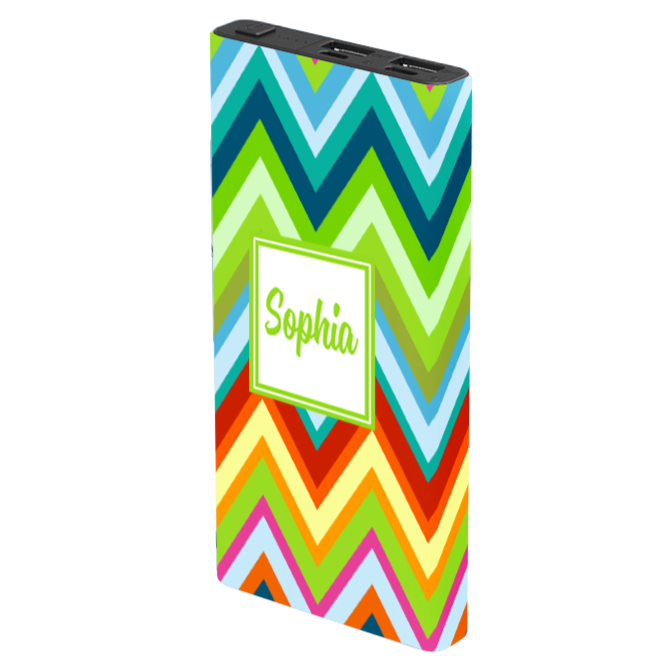 Monogram Blue Tie Dye Power Bank - Classy Chargers