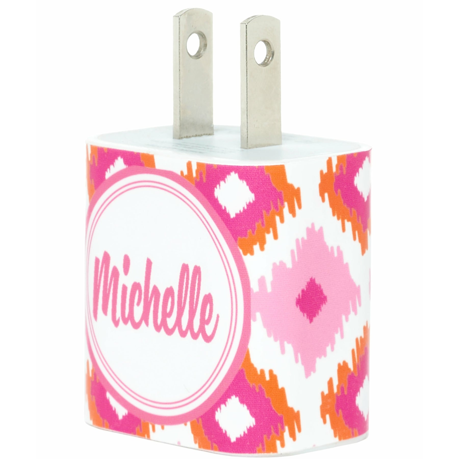 Monogram Orange Pink iKat Phone Charger - Classy Chargers