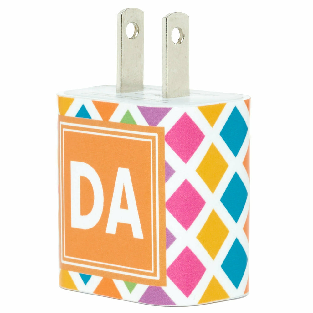 Monogram Pink Blue Quatrefoil Phone Charger - Classy Chargers