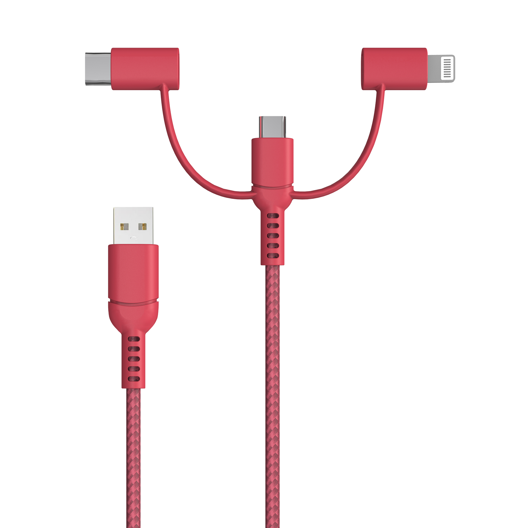 Stack-to-Charger 3-in-1 USB Red Cable - Classy Chargers