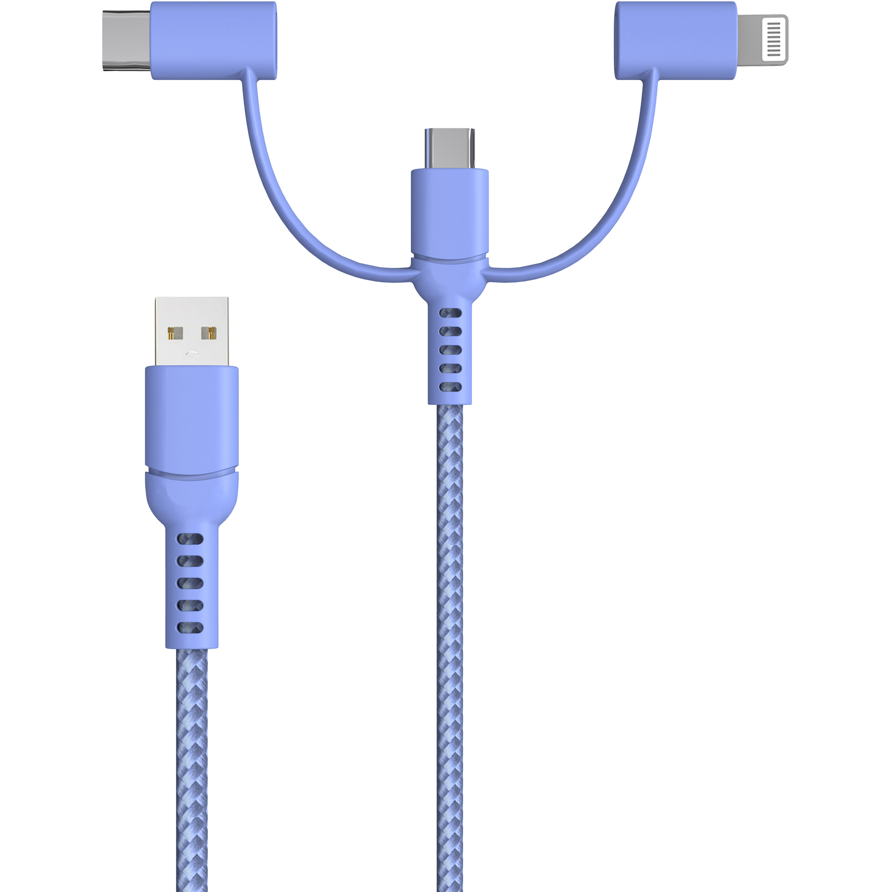 Stack-to-Charger 3-in-1 USB Periwinkle Cable - Classy Chargers