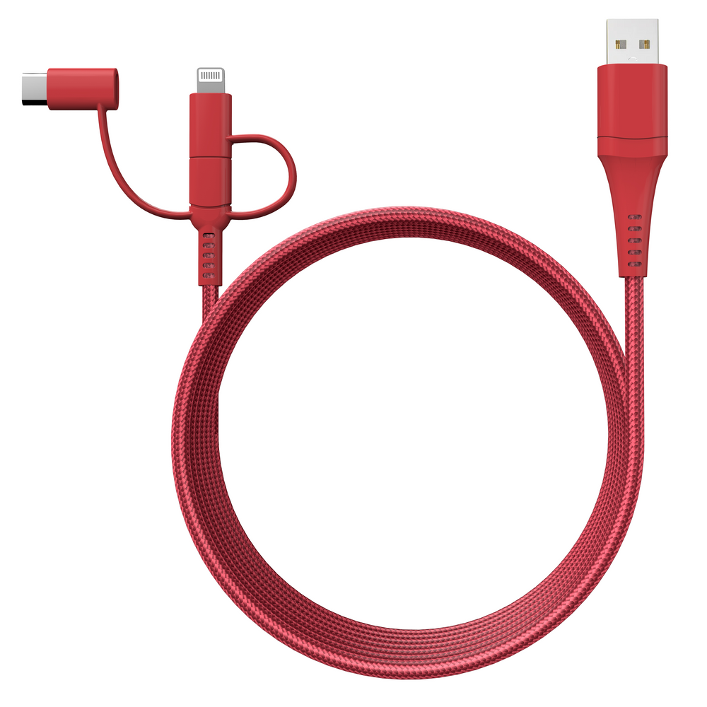 Shop 10 FT Red 3-in-1 USB Cable Online| Classy Chargers