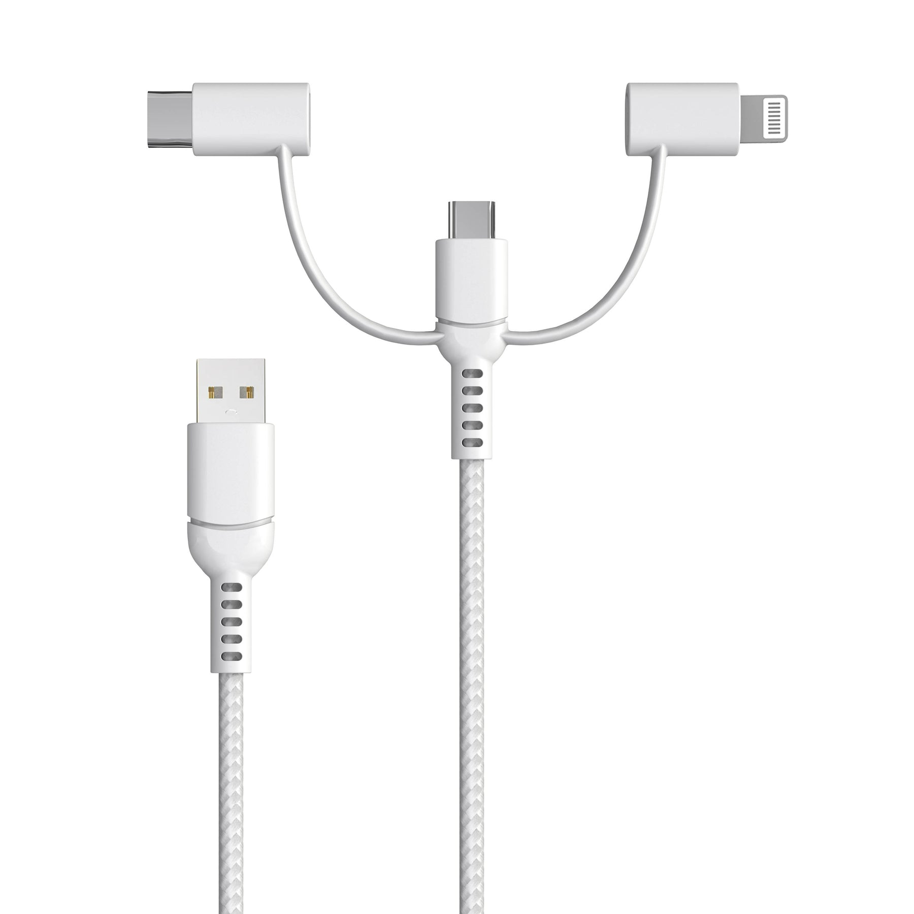 Stack-in-Charger 3 in 1 USB White Cable - Classy Chargers